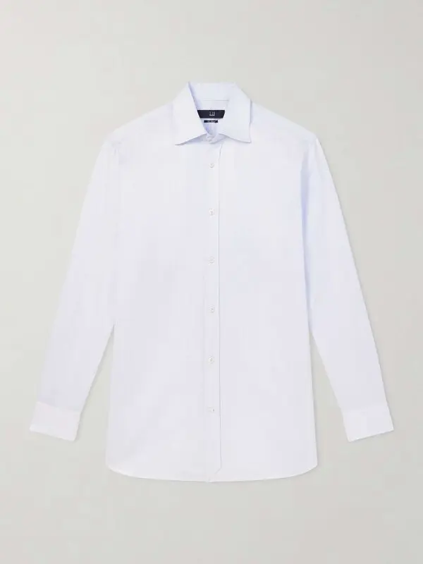 Dunhill Cutaway-collar Herringbone Cotton Shirt