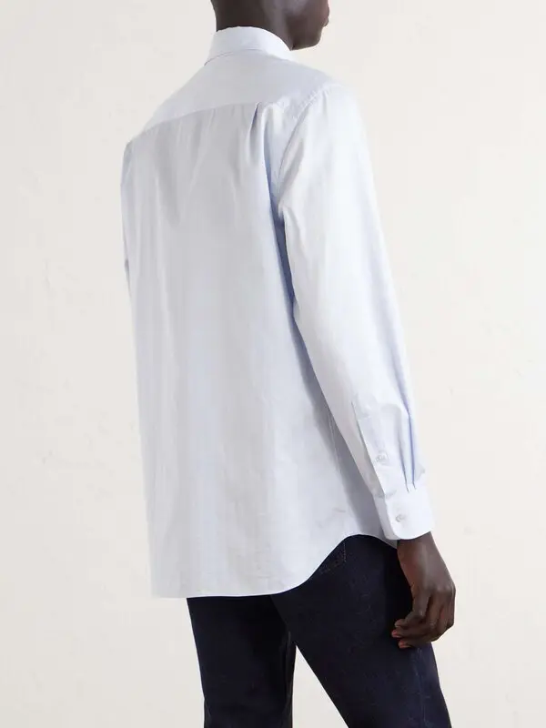 Dunhill Cutaway-collar Herringbone Cotton Shirt