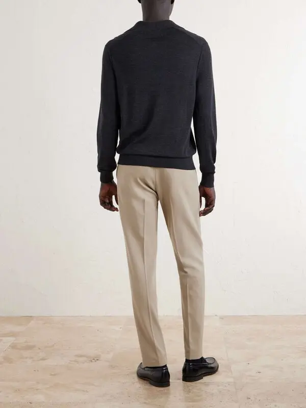 Dunhill Merino Wool Polo Shirt - Dark Gray