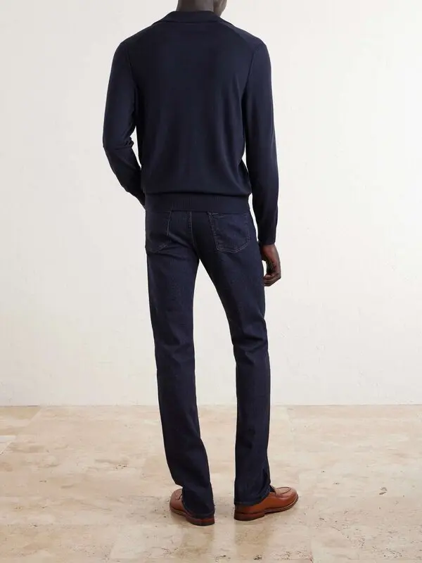 Dunhill Merino Wool Polo Shirt - Navy