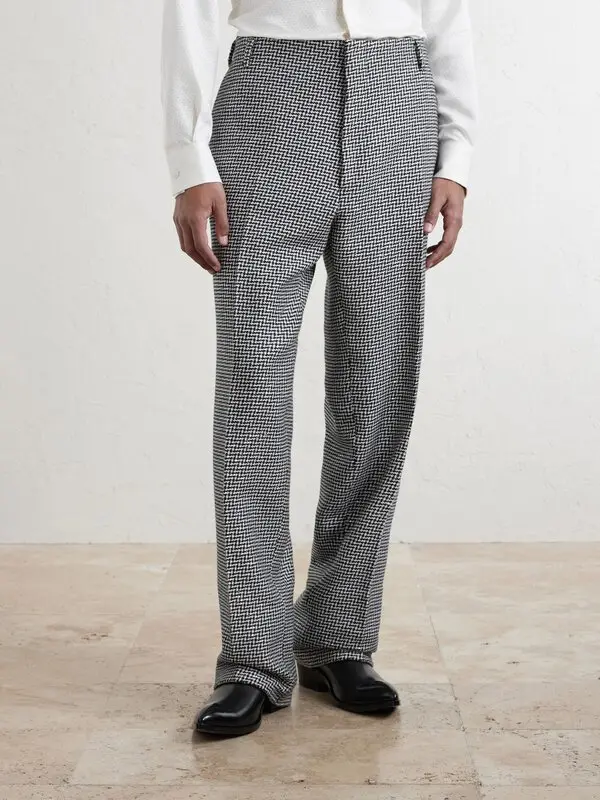 TOM FORD Straight-leg Sequin-detailed Houndstooth Wool-blend Suit Trousers