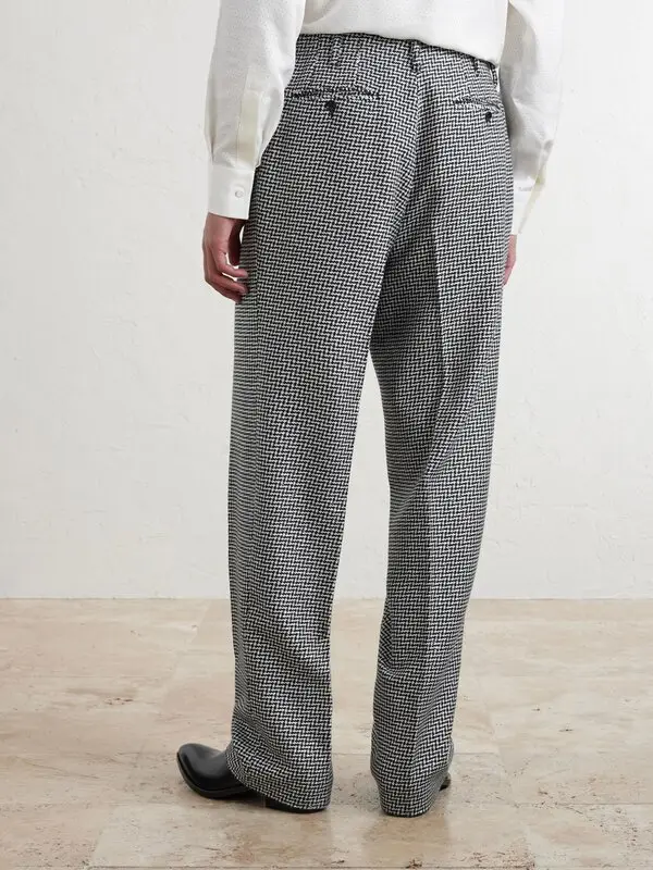TOM FORD Straight-leg Sequin-detailed Houndstooth Wool-blend Suit Trousers