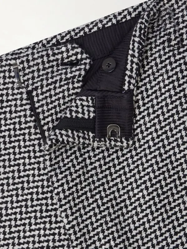 TOM FORD Straight-leg Sequin-detailed Houndstooth Wool-blend Suit Trousers