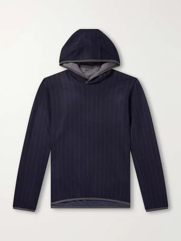 Sease Drone Pinstriped Wool-blend Jersey Hoodie