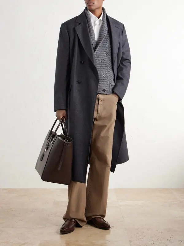 Dunhill Double-breasted Chevron-knit Cashmere Cardigan