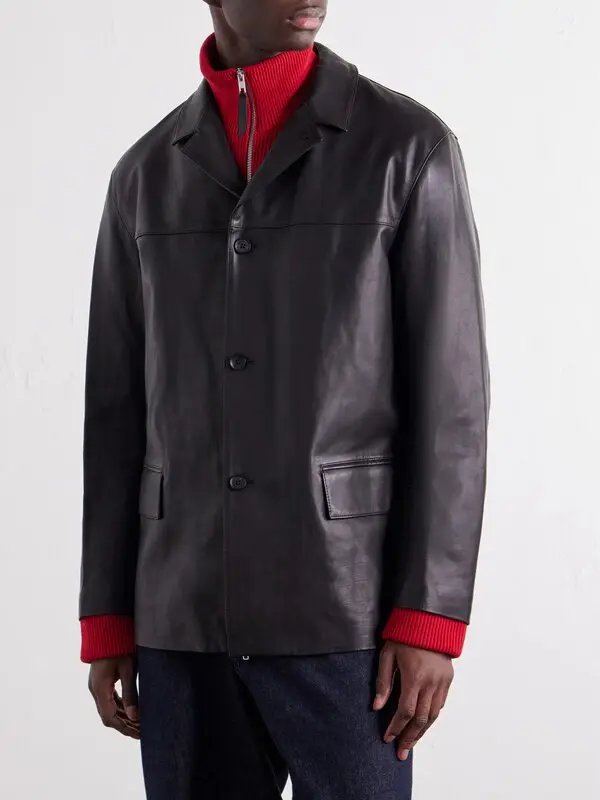 YOKE Panelled Leather Jacket