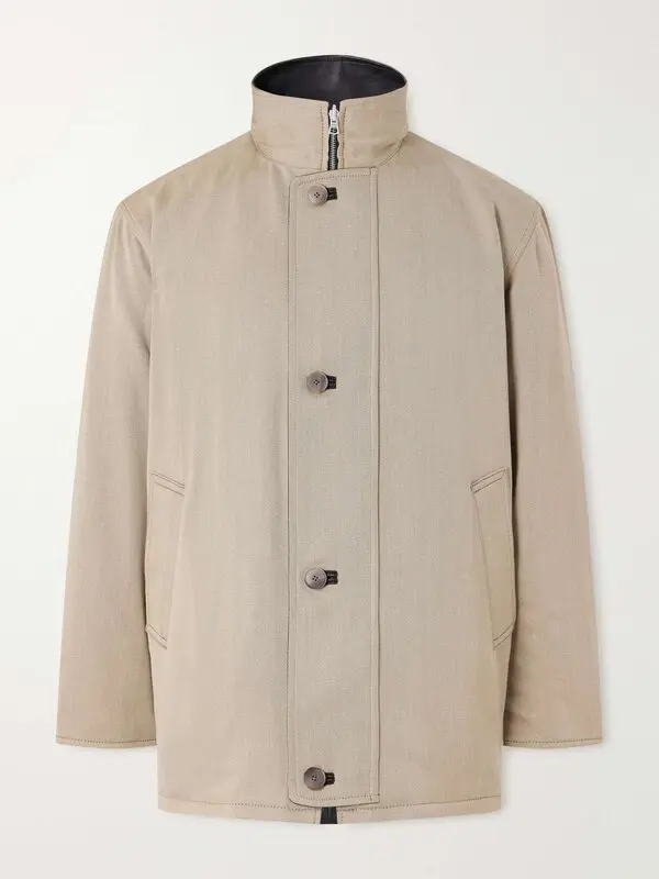 Auralee Reversible Wool-twill And Leather Jacket