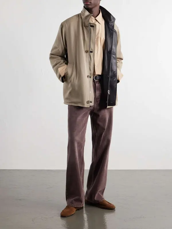 Auralee Reversible Wool-twill And Leather Jacket