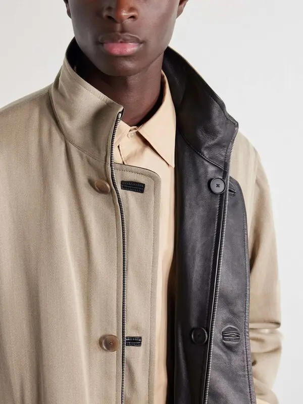 Auralee Reversible Wool-twill And Leather Jacket