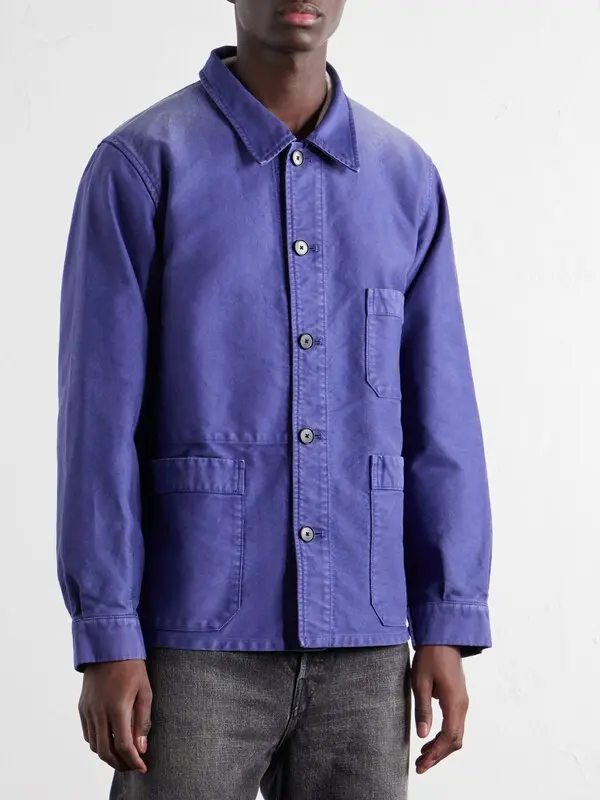 Auralee Garment-dyed Cotton-moleskin Blouson Jacket - Blue