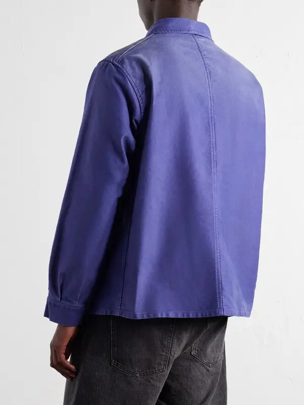 Auralee Garment-dyed Cotton-moleskin Blouson Jacket - Blue
