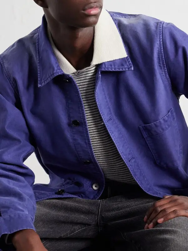 Auralee Garment-dyed Cotton-moleskin Blouson Jacket - Blue