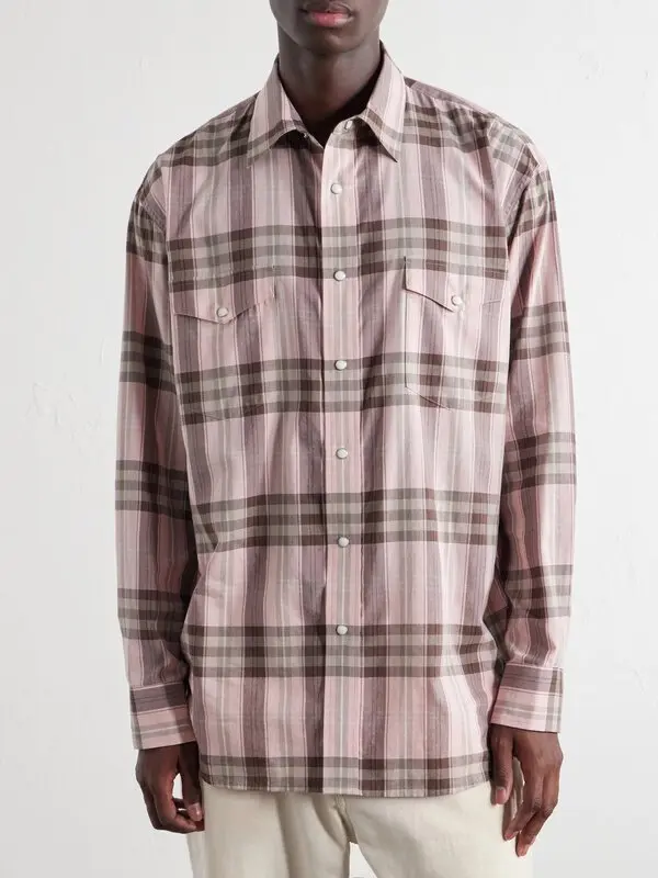Auralee Checked Cotton And Silk-blend Flannel Shirt