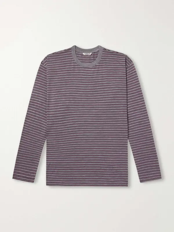 Auralee Striped Wool-jersey T-shirt