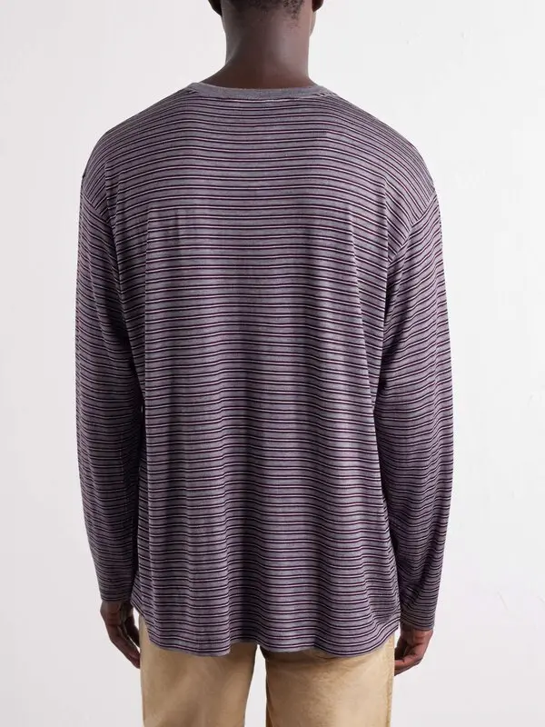 Auralee Striped Wool-jersey T-shirt