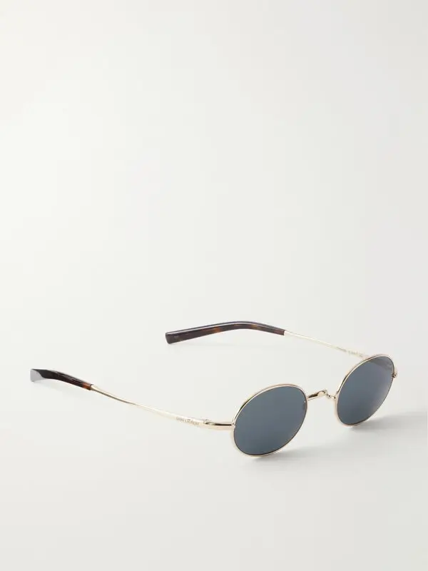 Saint Laurent Sl 948 Round-frame -tone Titanium And Acetate Sunglasses - Gold