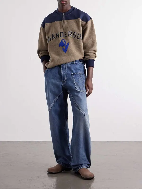 JW Anderson Logo-embroidered Wool-blend Jersey Sweatshirt