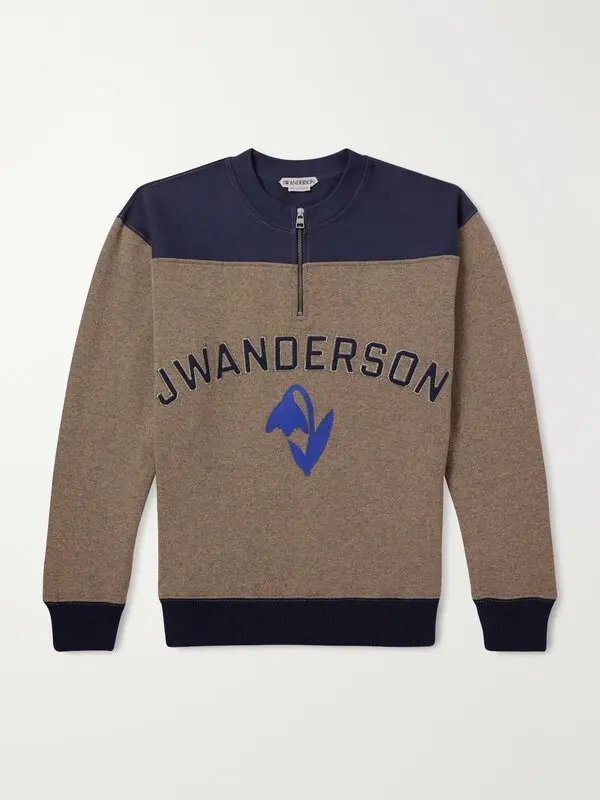 JW Anderson Logo-embroidered Wool-blend Jersey Sweatshirt - Brown