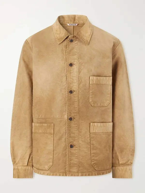 Auralee Garment-dyed Cotton-moleskin Blouson Jacket