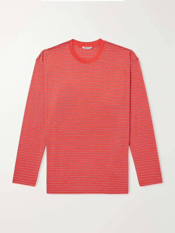 Auralee Striped Wool-jersey T-shirt