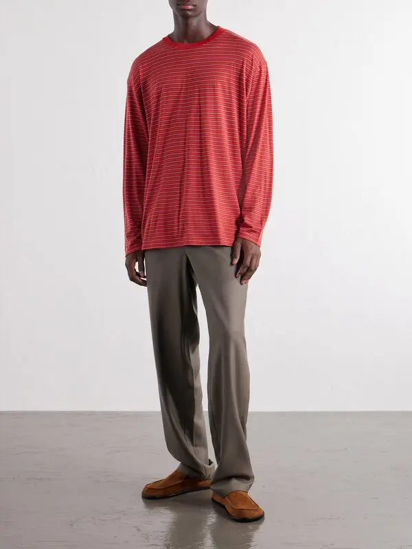 Auralee Striped Wool-jersey T-shirt