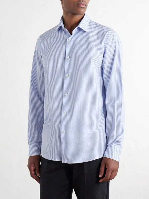 Sunspel Striped Classic-collar Cotton-poplin Shirt