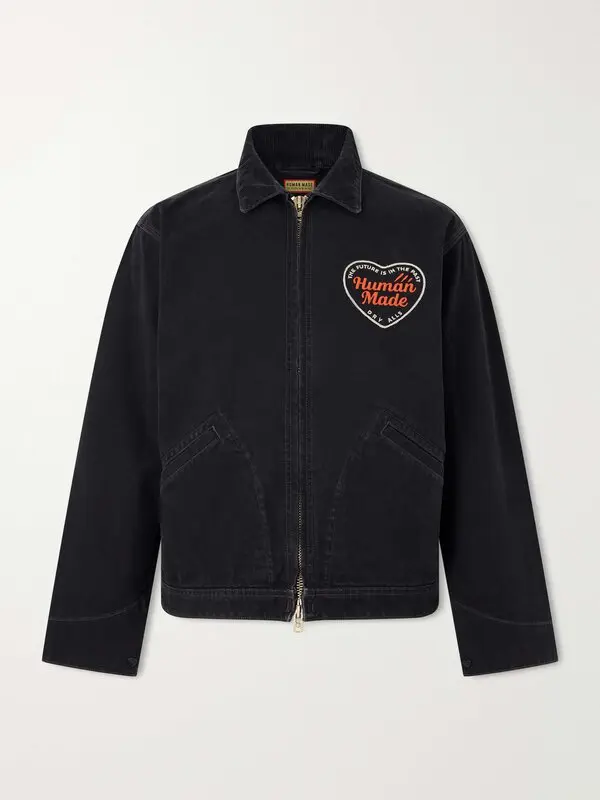 HUMAN MADE Logo-embroidered Corduroy-trimmed Cotton-twill Blouson Jacket