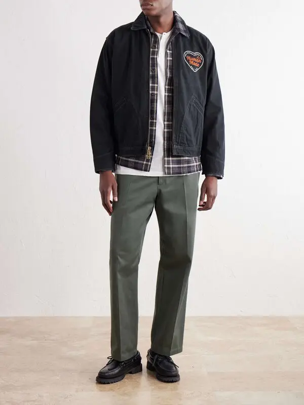 HUMAN MADE Logo-embroidered Corduroy-trimmed Cotton-twill Blouson Jacket