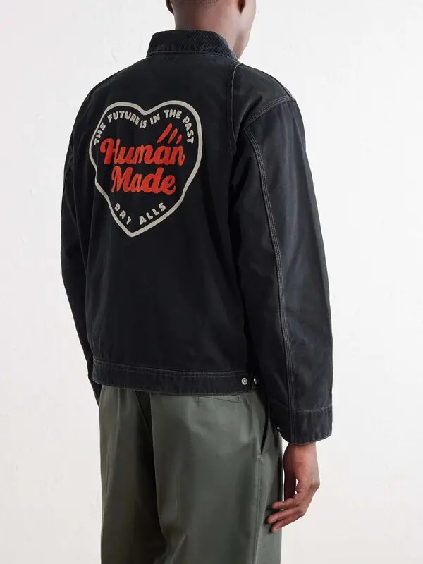 HUMAN MADE Logo-embroidered Corduroy-trimmed Cotton-twill Blouson Jacket