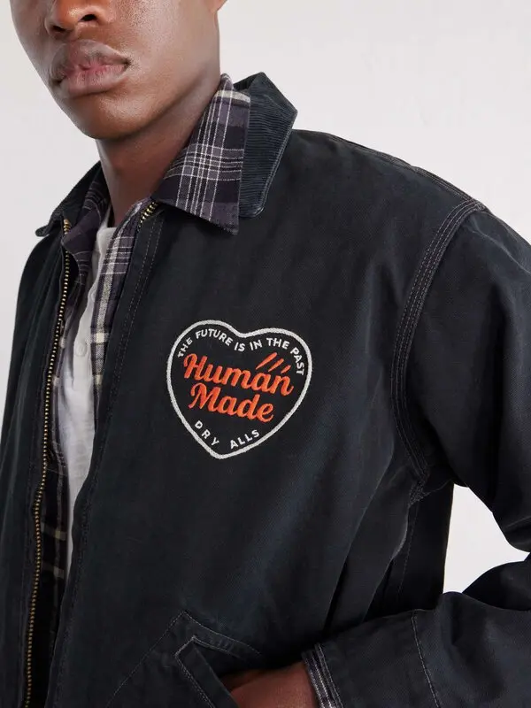 HUMAN MADE Logo-embroidered Corduroy-trimmed Cotton-twill Blouson Jacket