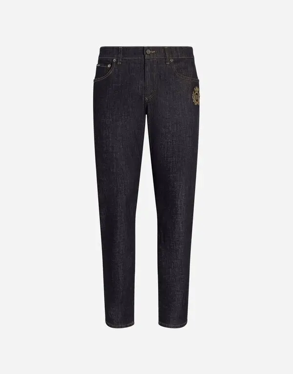 Dolce & Gabbana Slim-fit Stretch Cotton Jeans With Patch