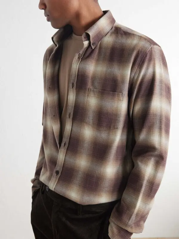 Sunspel Checked Cotton-flannel Shirt