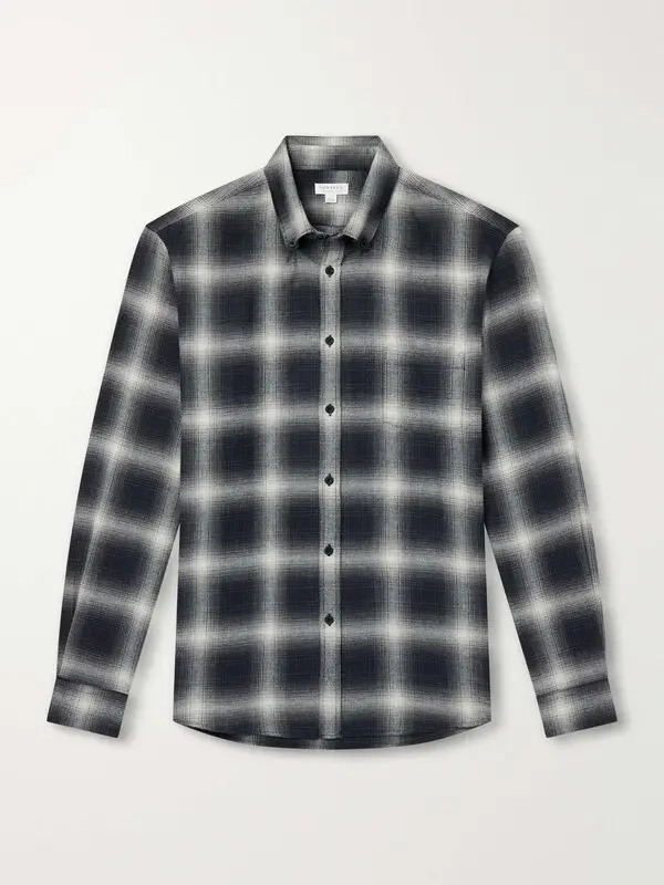 Sunspel Checked Cotton-flannel Shirt