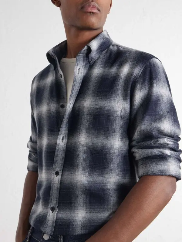 Sunspel Checked Cotton-flannel Shirt