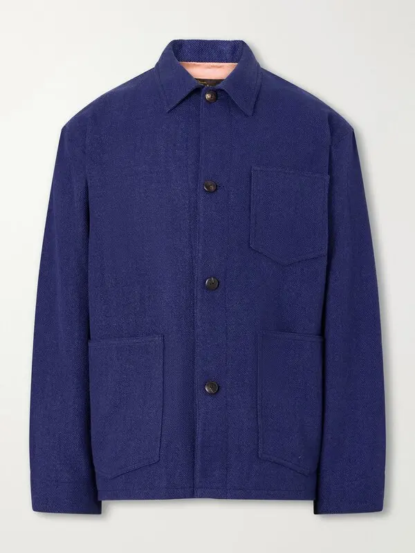 Visvim Baker Textured Wool And Linen-blend Jacket - Blue