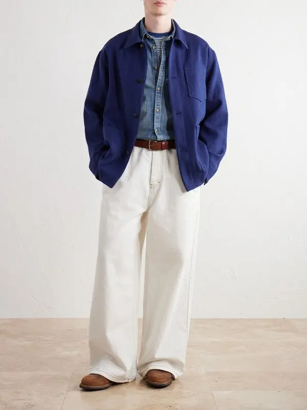 Visvim Baker Textured Wool And Linen-blend Jacket - Blue