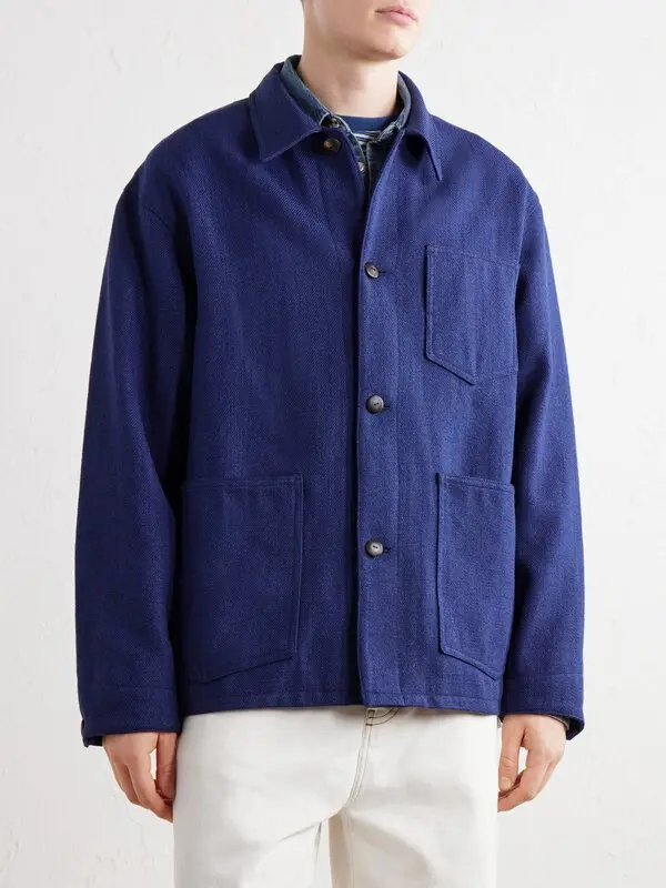 Visvim Baker Textured Wool And Linen-blend Jacket - Blue