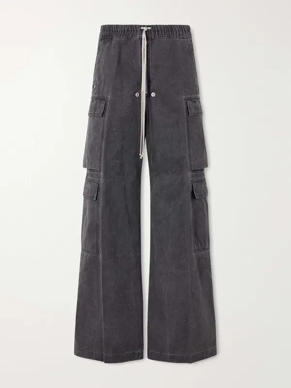Rick Owens Jumbo Belas Wide-leg Cotton-canvas Cargo Trousers - Gray
