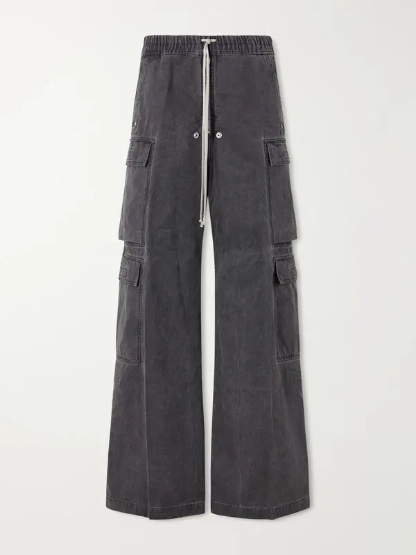Rick Owens Jumbo Belas Wide-leg Cotton-canvas Cargo Trousers - Gray