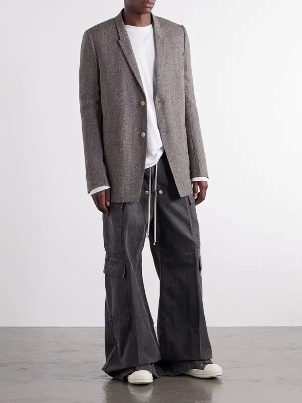 Rick Owens Jumbo Belas Wide-leg Cotton-canvas Cargo Trousers - Gray