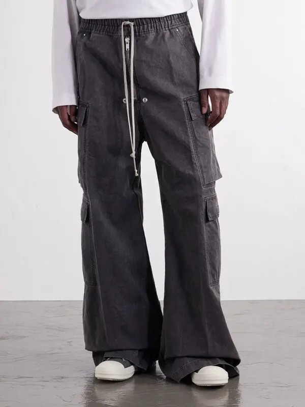 Rick Owens Jumbo Belas Wide-leg Cotton-canvas Cargo Trousers - Gray
