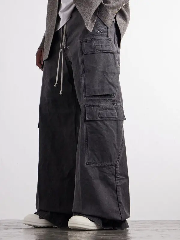 Rick Owens Jumbo Belas Wide-leg Cotton-canvas Cargo Trousers - Gray