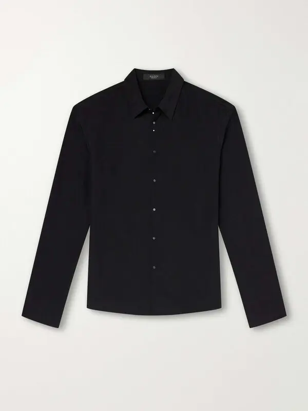 Gucci Cropped Silk-crepe Shirt