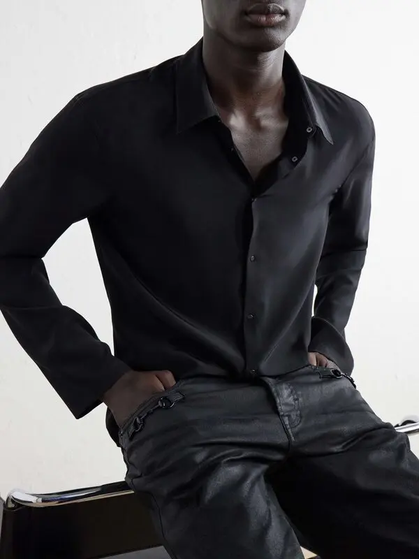 Gucci Cropped Silk-crepe Shirt