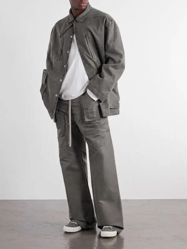 Rick Owens Creatch Wide-leg Shell Drawstring Cargo Trousers