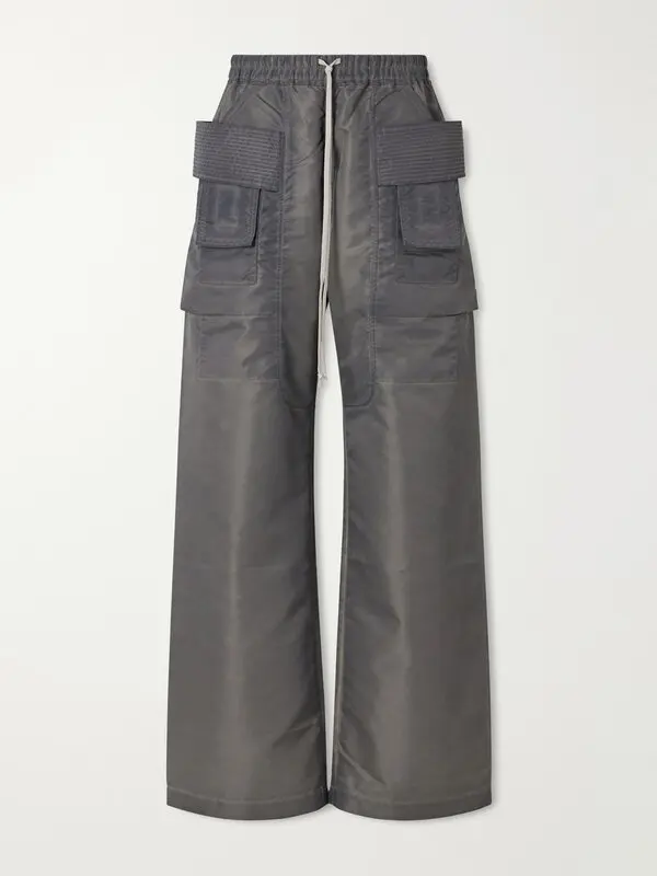 Rick Owens Creatch Wide-leg Shell Drawstring Cargo Trousers - Gray