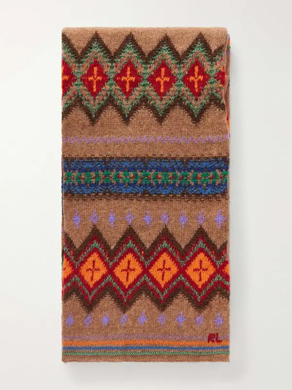 Polo Ralph Lauren Intarsia-knit Wool-blend Scarf