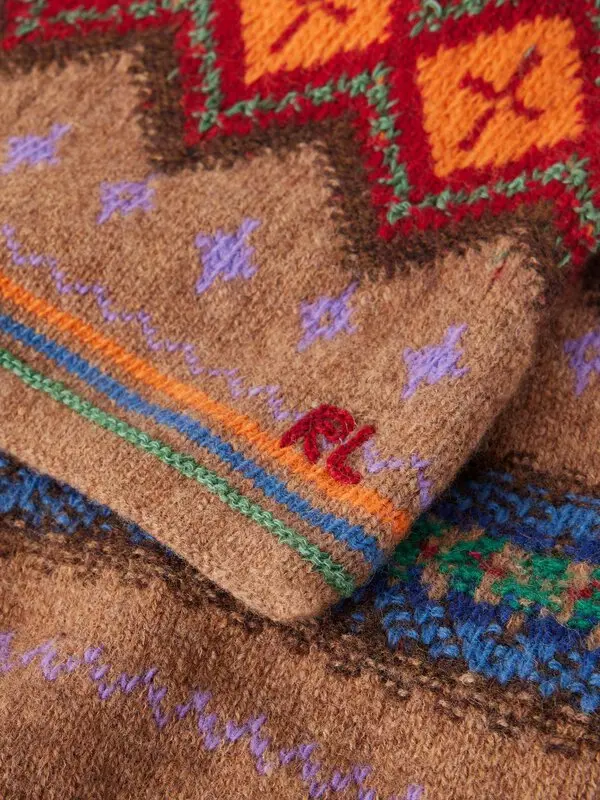 Polo Ralph Lauren Intarsia-knit Wool-blend Scarf