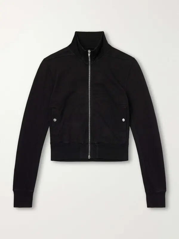 Rick Owens Rev Cotton-jersey Zip-up Sweatshirt - Black