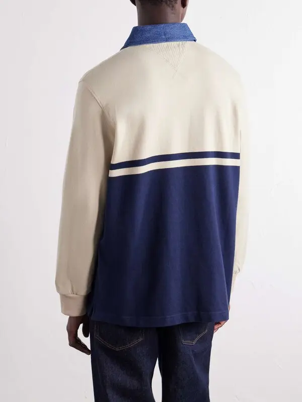JW Anderson Contrast Collar Colour-block Cotton-jersey Polo Shirt